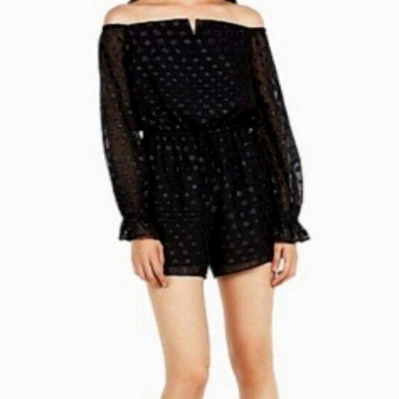 Express | Dresses | Express Off The Shoulder Romper Size Medium Black ...